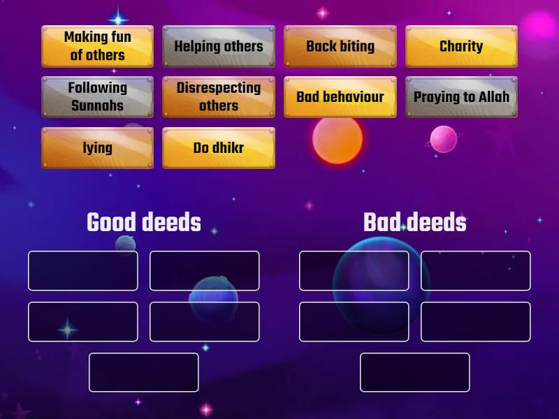 Good deeds vs Bad deeds - Ordenar por grupo