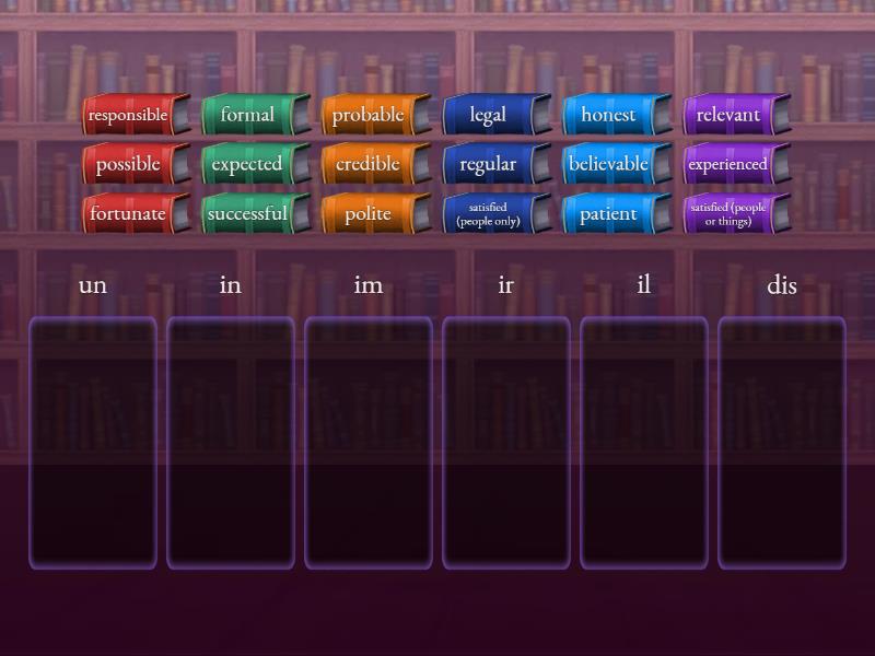 UIE 10A Adjectives with Prefixes - Group sort