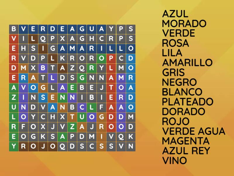 sopa de letras de colores - Wordsearch
