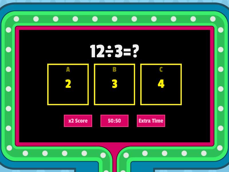 Basic Division Facts - Gameshow quiz