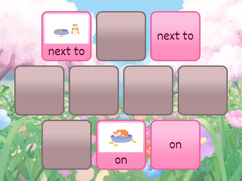 memory prepositions game - Matching pairs