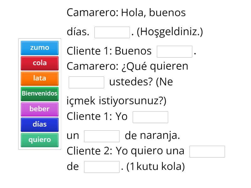 EN EL RESTAURANTE - Complete the sentence
