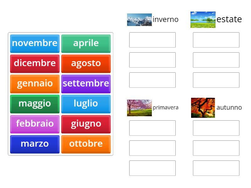 Stagioni e mesi- Seasons and Months - Group sort