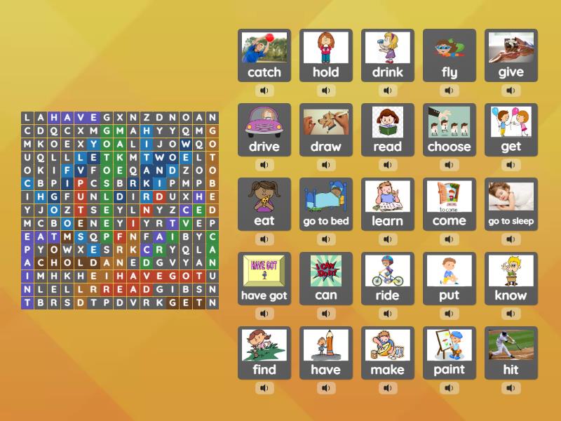 Verbs starters - Wordsearch
