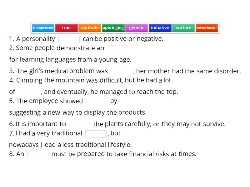 Birth or Upbringing 2. EBC B1.1 U3. Develop - Complete the sentence