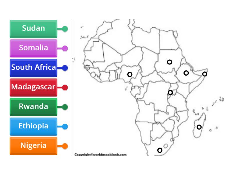 Sub-Saharan Africa political map - Labelled diagram