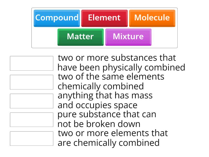 Understanding Matter - Match up