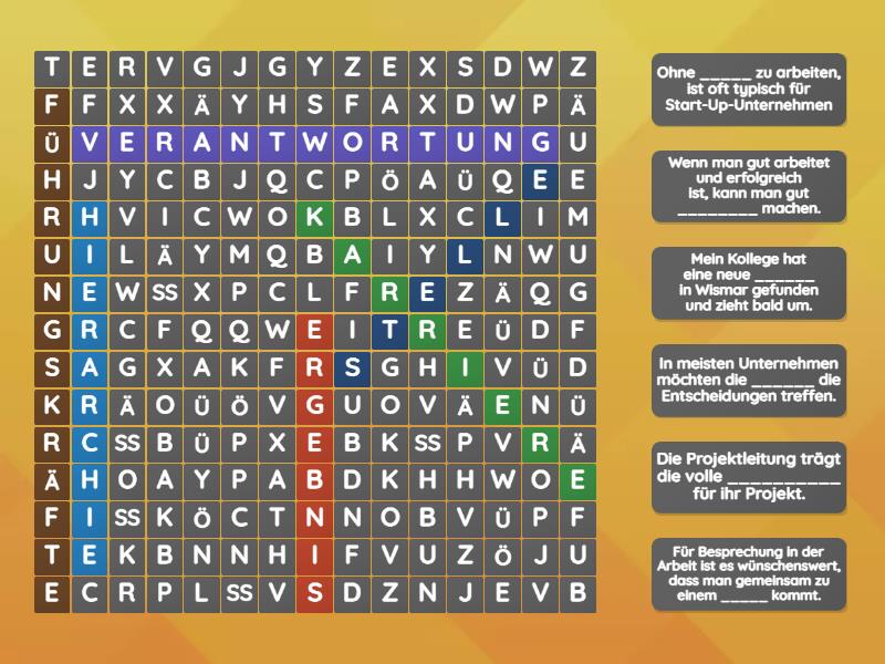 Wortschatzarbeit - Kapitel 2 - Kontext B2.1 - Wordsearch
