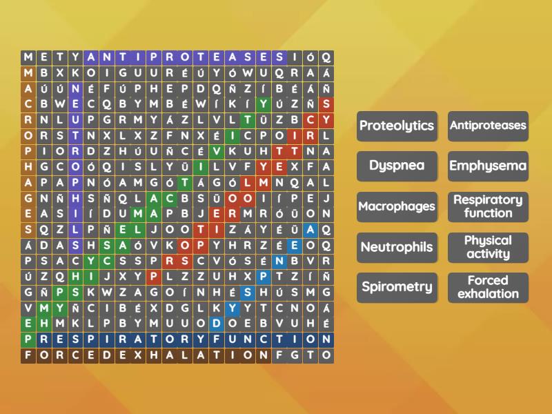 Chronic Obstructive Pulmonary disease - Wordsearch