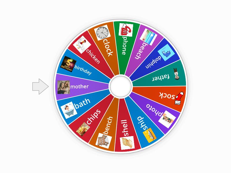 digraphs sh, ch, th, ck, ph - Spin the wheel