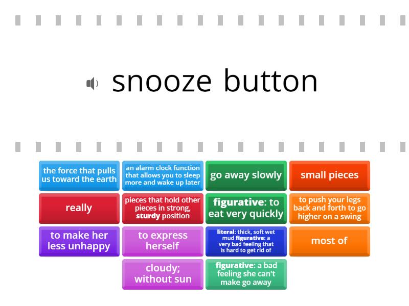 Fiona's Bad Day Vocabulary Match Up HOZ - Find the match