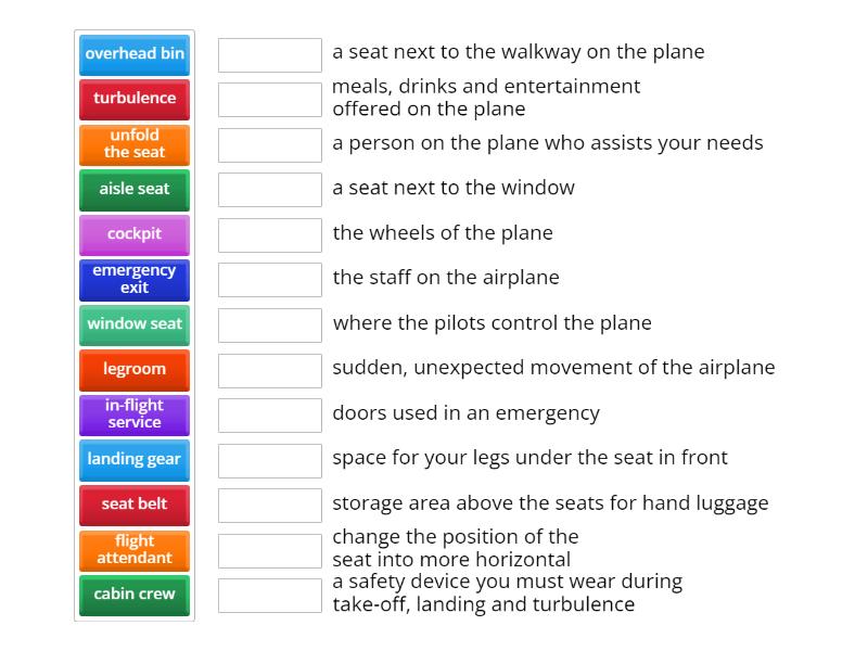 In-flight basic vocabulary - Match up