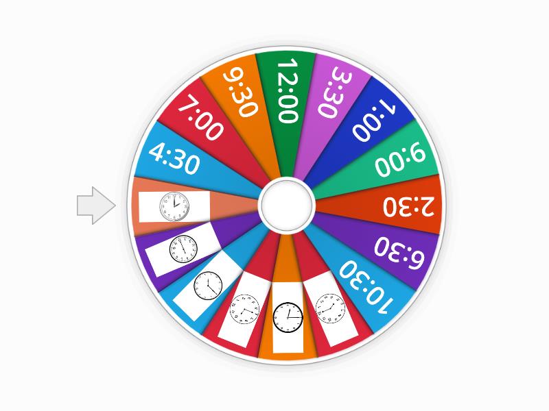 Telling Time (mixed) analog and digital - Spin the wheel
