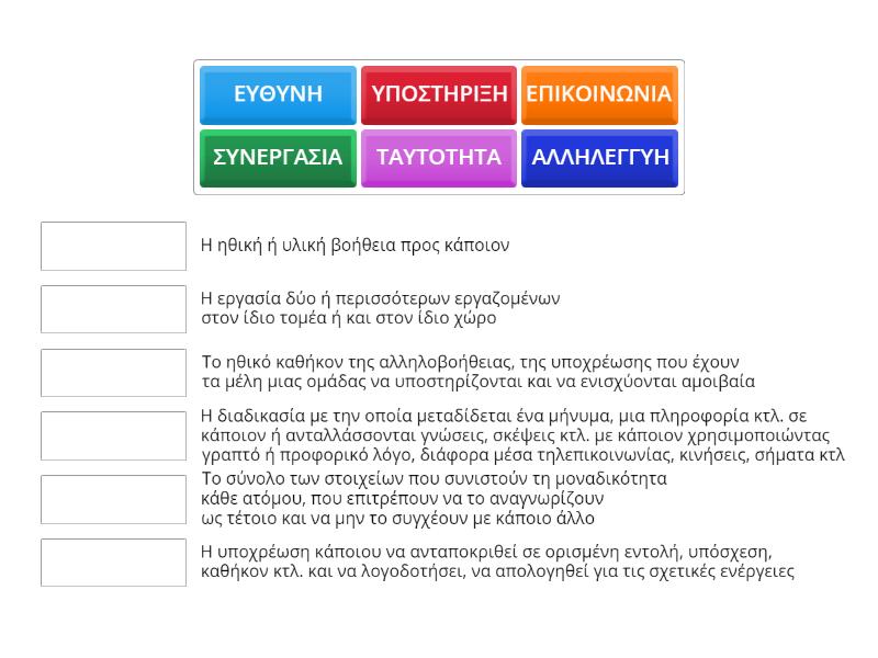 ΟΡΙΣΜΕΝΑ ΧΑΡΑΚΤΗΡΙΣΤΙΚΑ ΟΜΑΔΑΣ - Match up