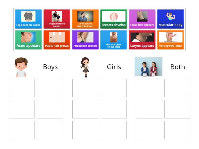 P.5 M5.1. Unit 2 Entering puberty (Physical changes) - Group sort