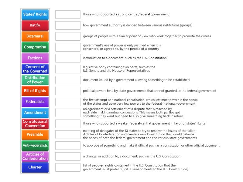 Civics Topic 4 Vocab - Une las parejas