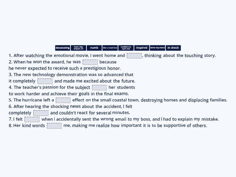 Roadmap B2, Unit 1B - Complete the sentence