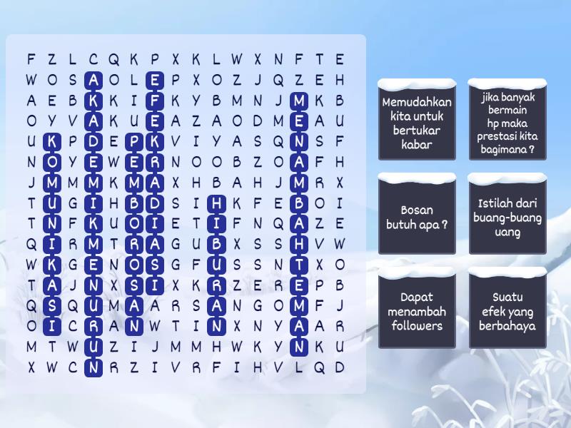 TEKA TEKI SILANG Pelajaran Pendidikan Pancasila - Wordsearch