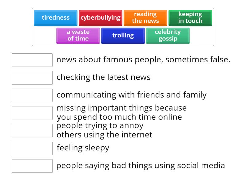 Social media vocabulary - Match up