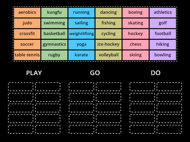 Unit 10: Sport Collocations - Group sort