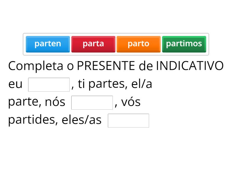 Practico co verbo PARTIR - Completa la oración