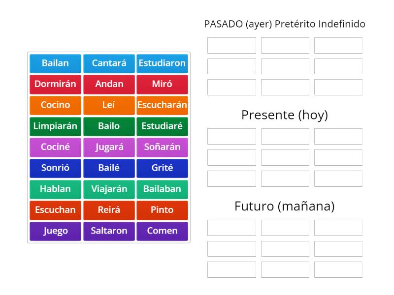 Tiempos verbales: pasado, presente y futuro - Group sort