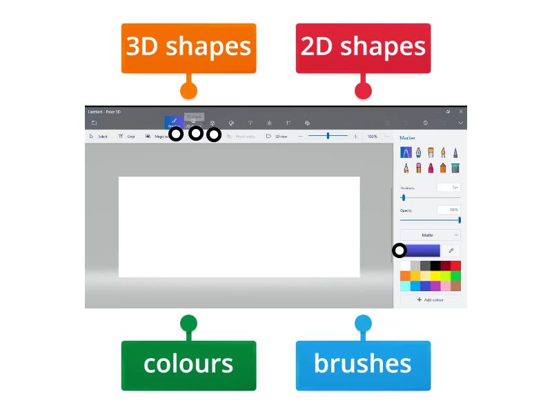paint 3d interface - Labelled diagram