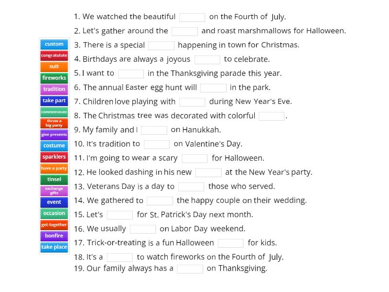 Holidays - Complete the sentence