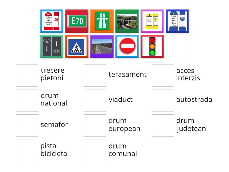 Tansport rutier-elemente de limbaj grafic - Potrivește