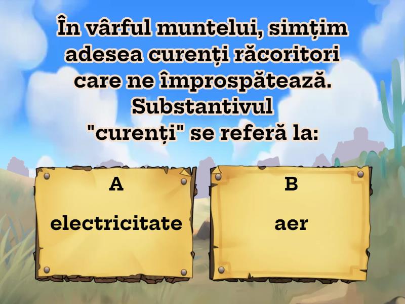 Alege varianta corectă, exercitii substantiv nr. 1 - Quiz