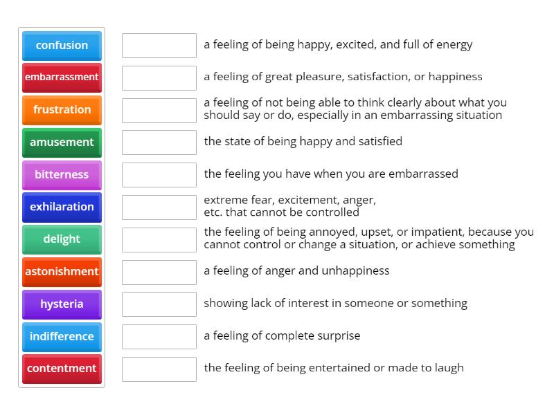 Advanced 3 - Unit 11 - describing emotions - Match up