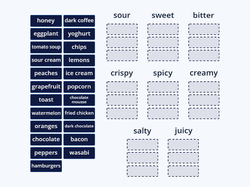 Ultimate, SB, p. 72, ex. 1, Taste! - Group sort