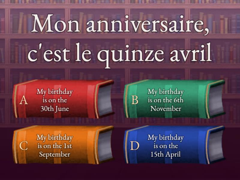 Mon anniversaire - Quiz