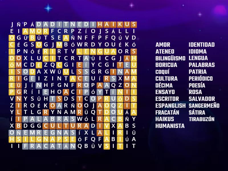 Fiesta de la lengua - Actividad 3 - Wordsearch