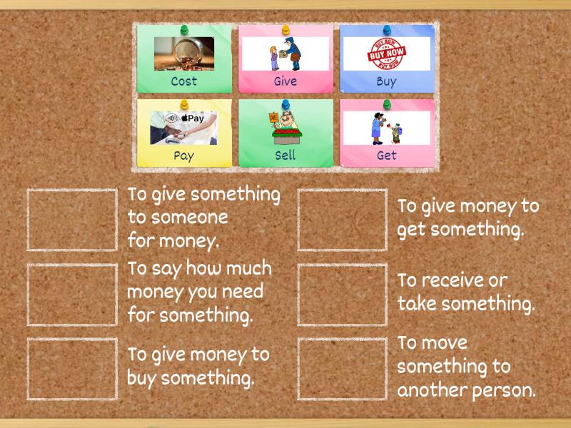 A1. Vocabulary: Shopping Verbs - definitions - Match up