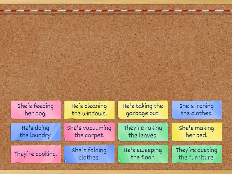 Present Continuous household chores - Find the match