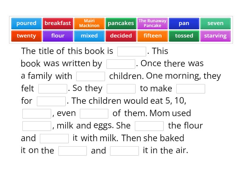 E2-2 Runaway Pancake Summary Activity 1 - Complete the sentence