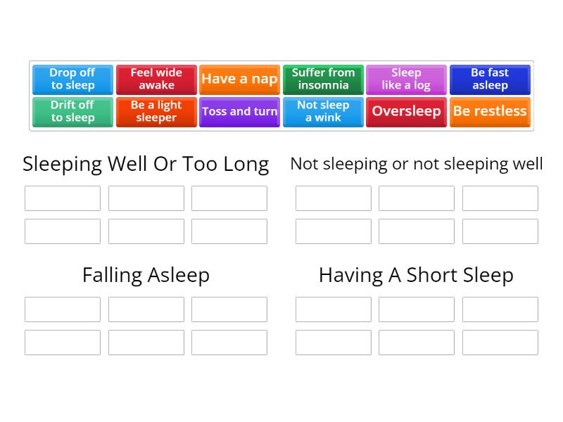 Sleep Vocabulary - Group sort
