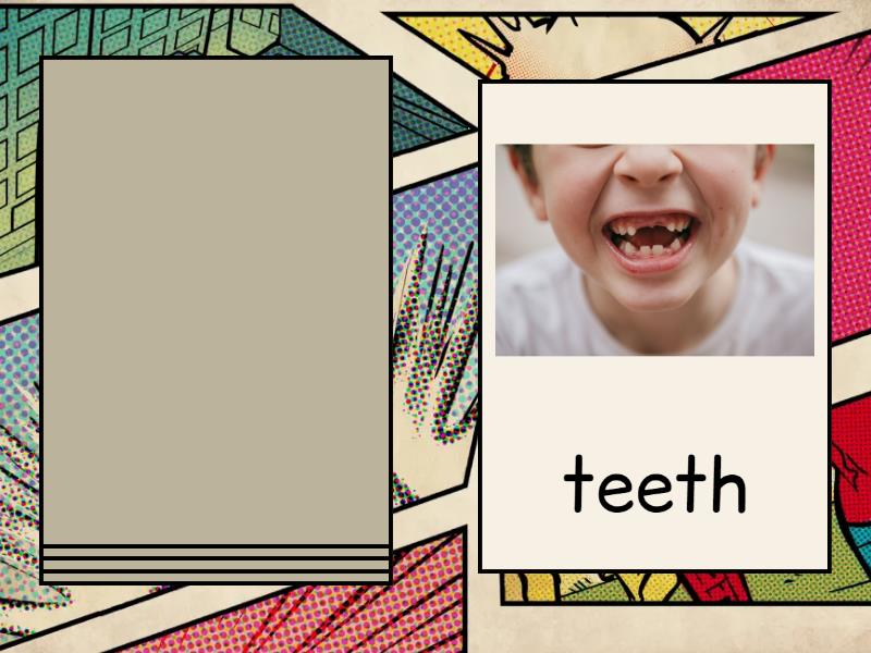 Body - chin cheeks stomach teeth shoulders - Random cards