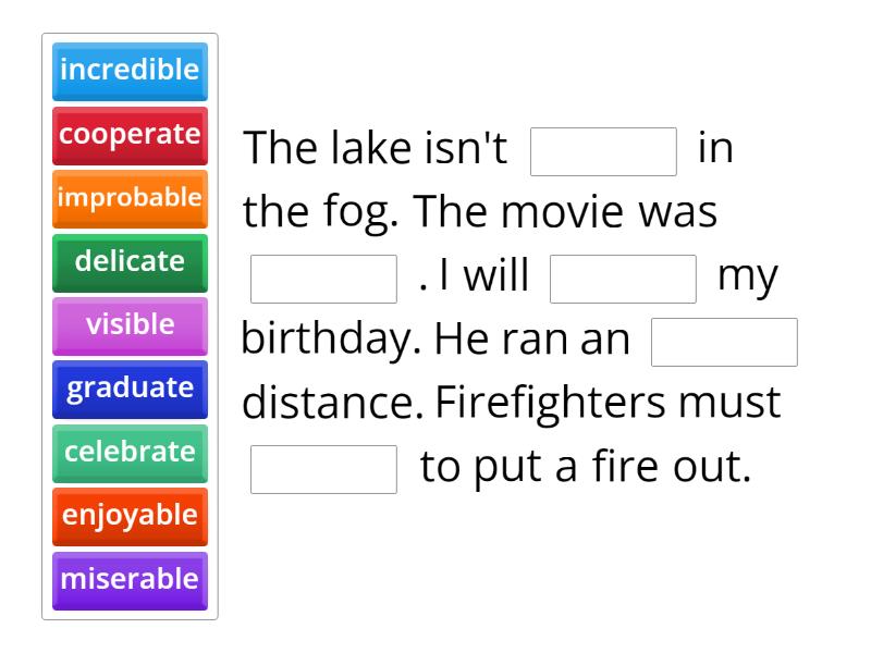 Spelling Lesson 17 Missing Word - Palabra perdida