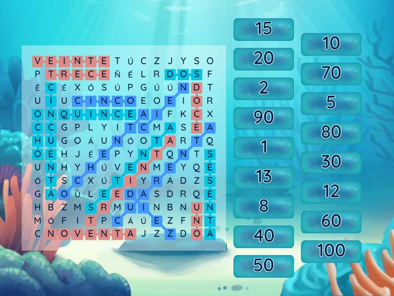 sopa de letras números hasta el 100 - Mencari Kata