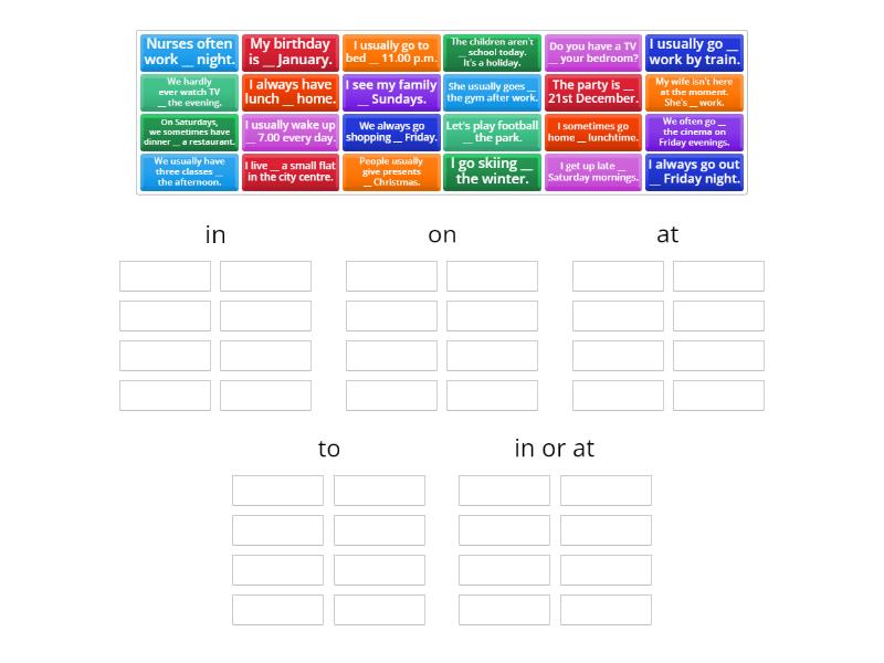 English File Elementary Unit 4b GRAMMAR prepositions of time and place ...