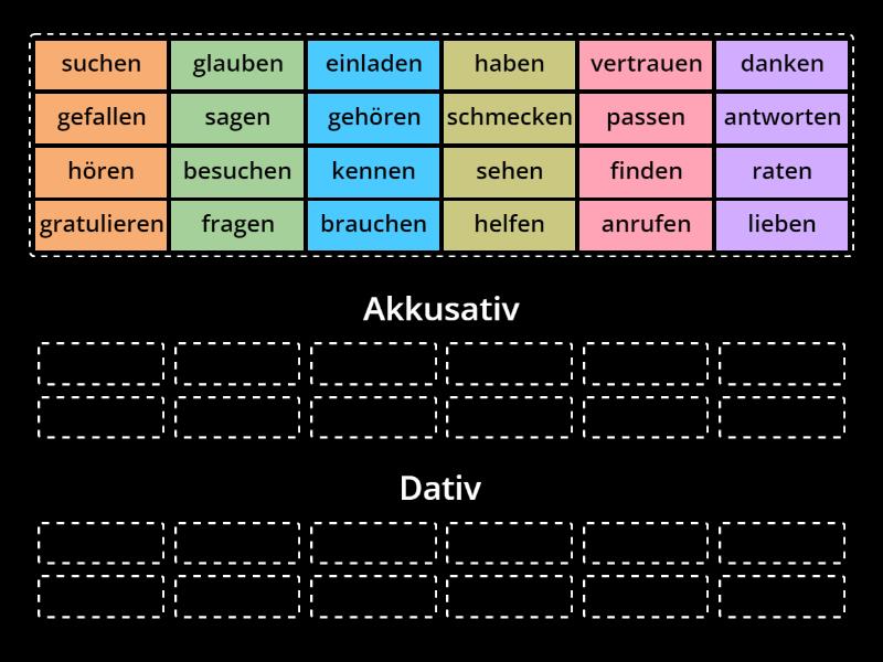 Akkusativ/Dativ Verben - Group sort