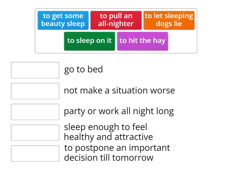 Sleep idioms - Match up