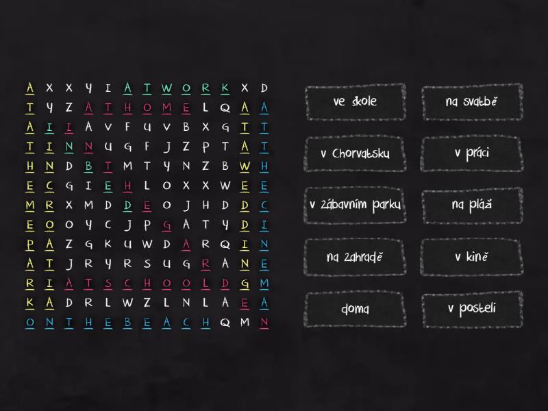 Wordsearch Project 2, Unit 3A (with prepositions) - البحث عن الكلمات