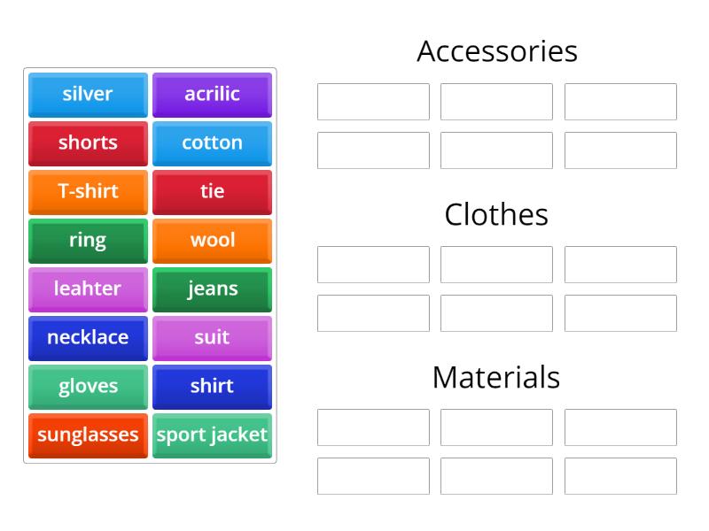 Prepare 6 Unit 9 Lesson 3 Clothes and Materials - Group sort
