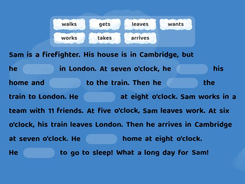 About Sam: Super S - Complete the sentence