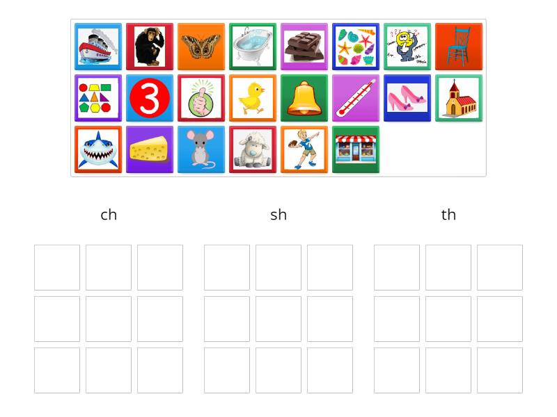 Sorting sounds ch sh th - Group sort