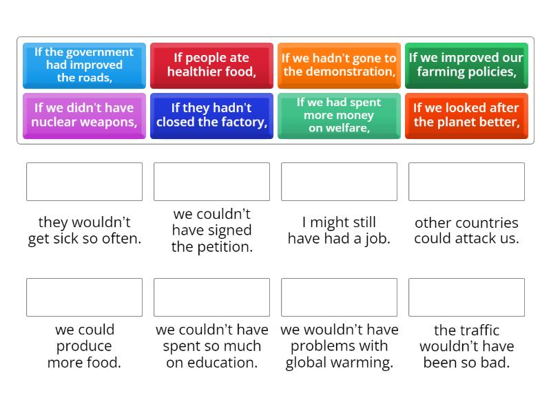 Second and third conditional - Une las parejas