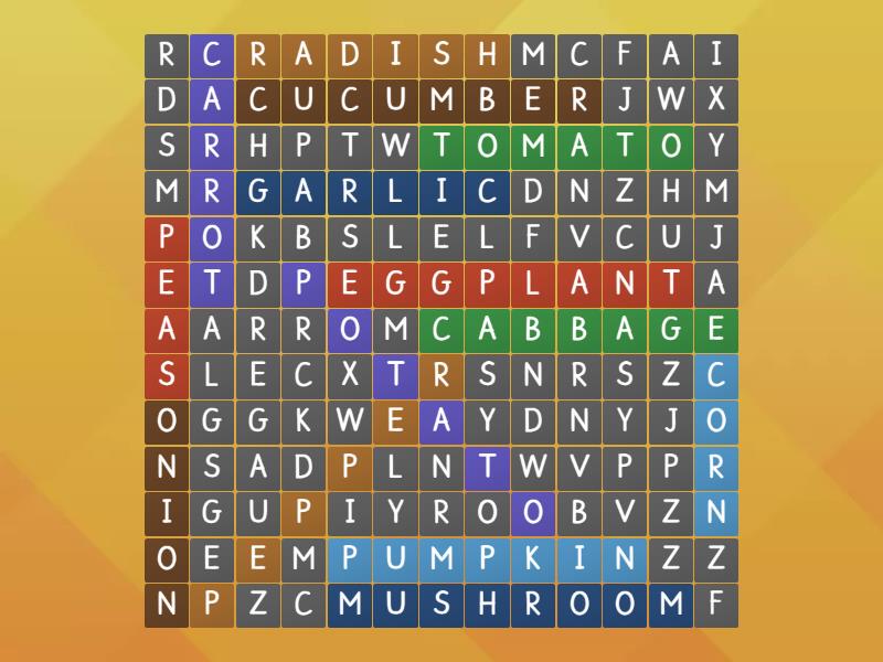 Vegetables Wordsearch - Sopa de letras